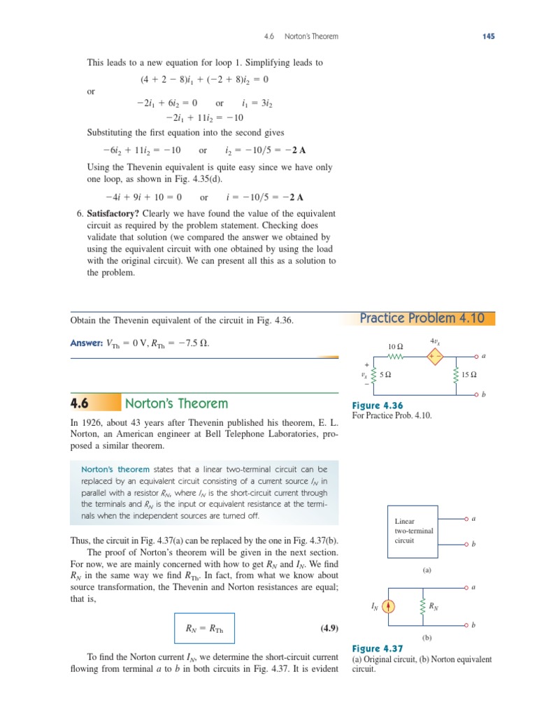 Thevenin and Norton Theorems Explained | PDF | Electrical Network ...
