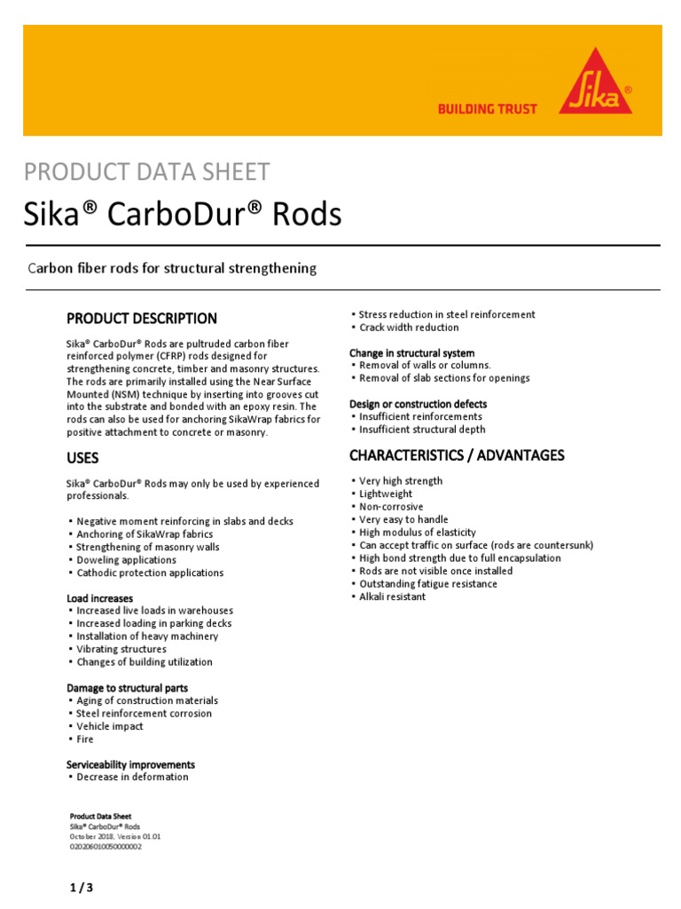 Sika Carbodur Rods | PDF | Economic Sectors | Applied And ...
