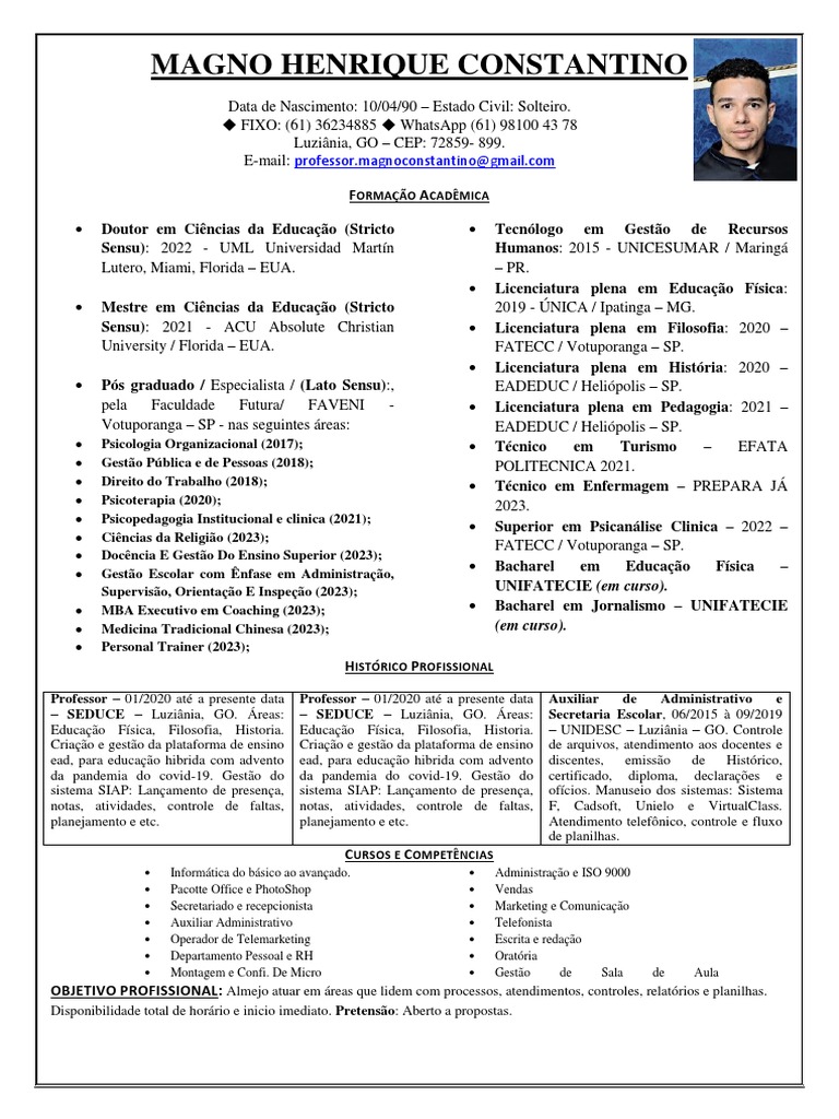 Currículo de Magno Henrique Constantino | PDF