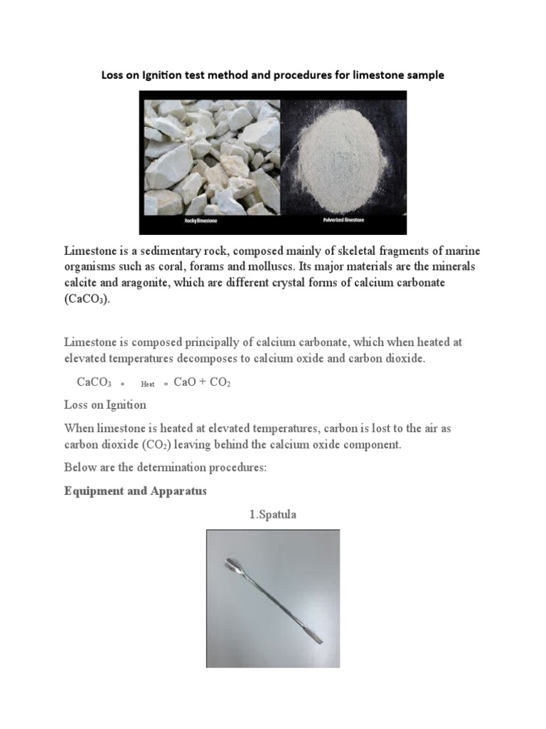 Loss on Ignition Test for Limestone | PDF