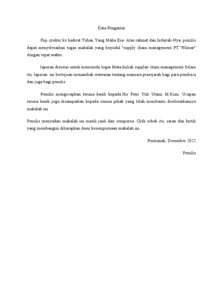Manajemen Rantai Pasok PT Wilmar Tbk | PDF