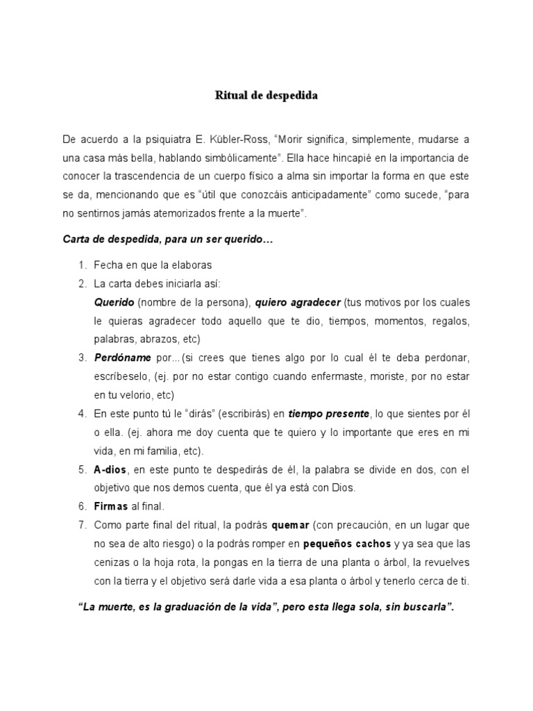 Ritual De Despedida Pdf