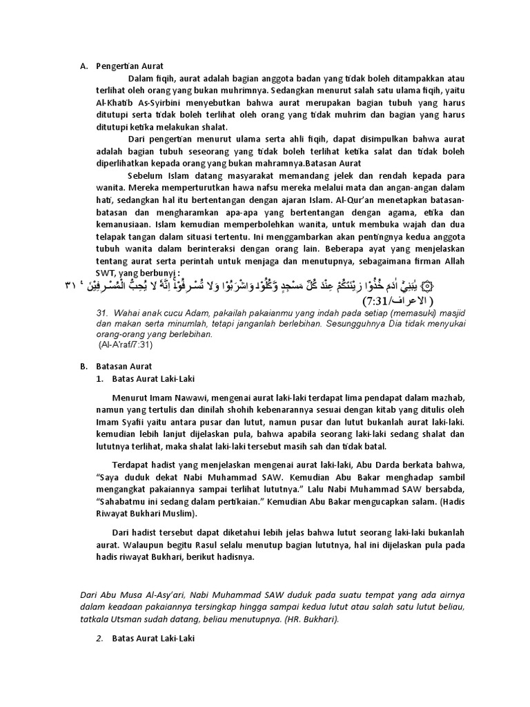 Pengertian Aurat | PDF | Kesehatan Holistik | Agama & Spiritualitas