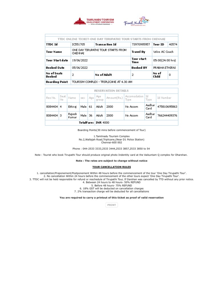 TTDC Online-Tamilnadu Tourism Development - Online Reservation Ticket | PDF | Payments | Access ...