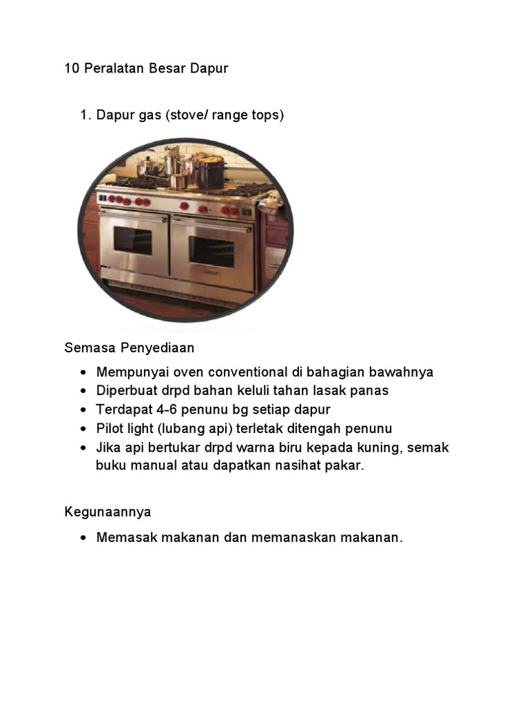 10 Peralatan Besar Dapur | PDF