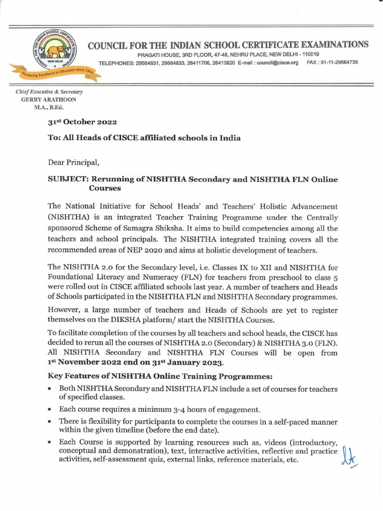 Nishtha Letter | PDF | Teachers | Educational Technology