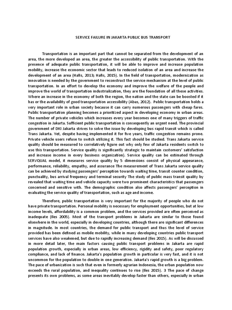 Service Failure in Jakarta Public Bus Transport | PDF | Public ...