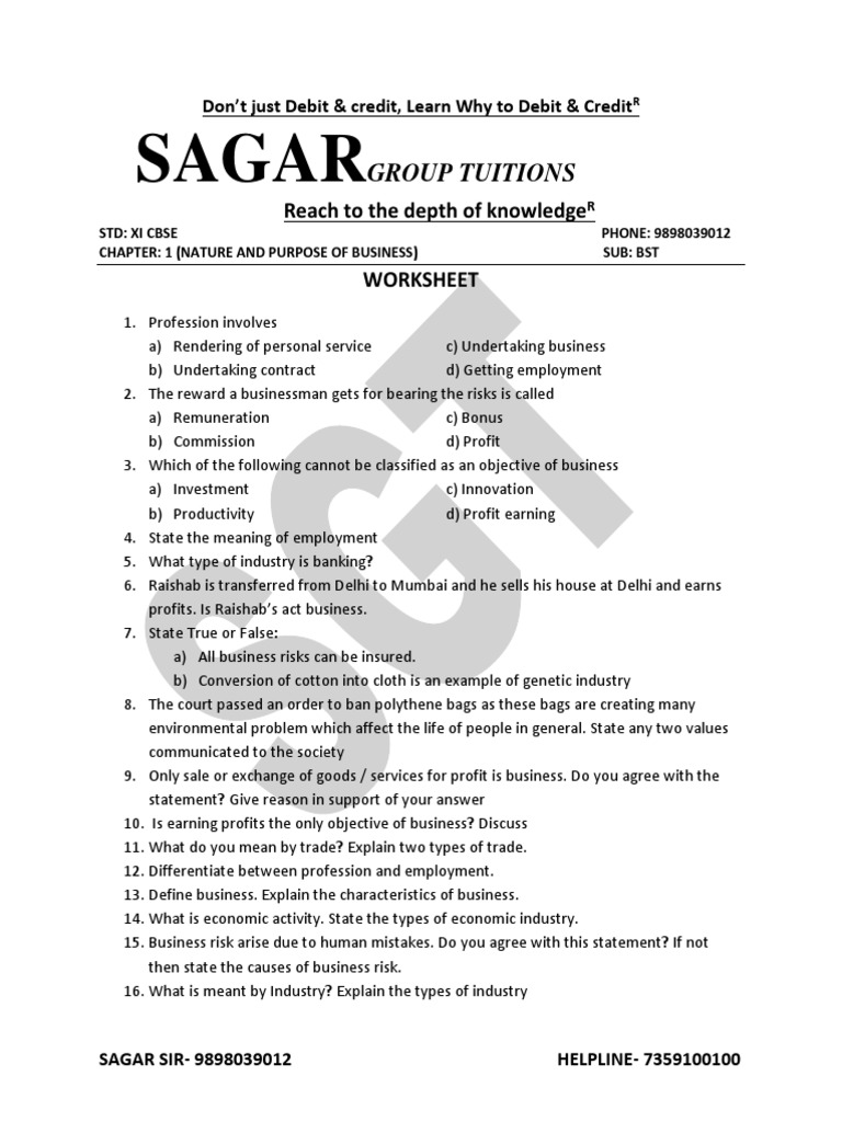 Important Questions For BST Class 11 | PDF | Stocks | Banks