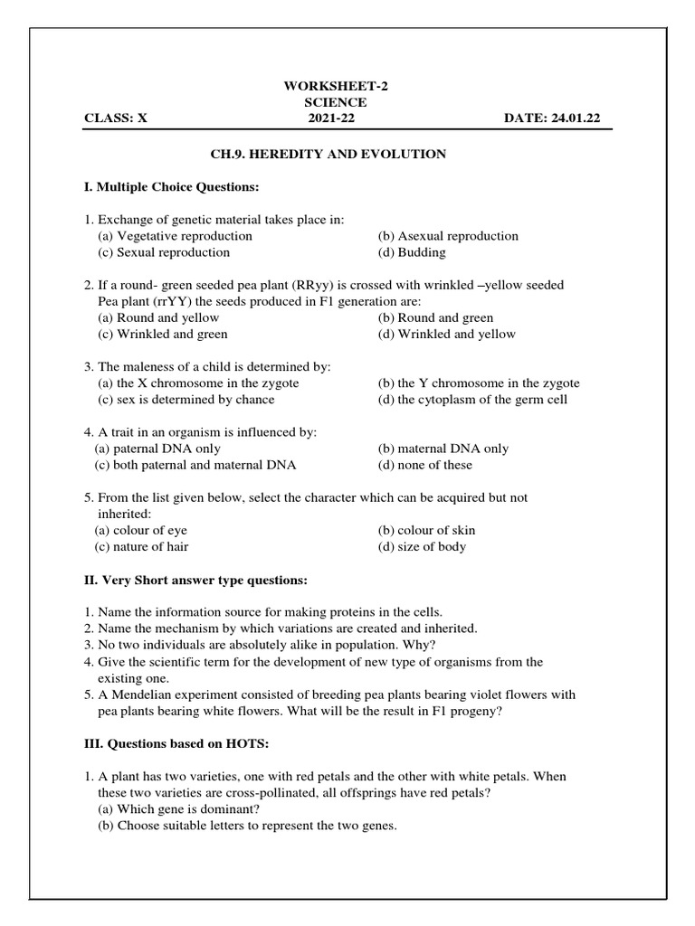 Heredity WS2 | PDF | Heredity | Reproduction