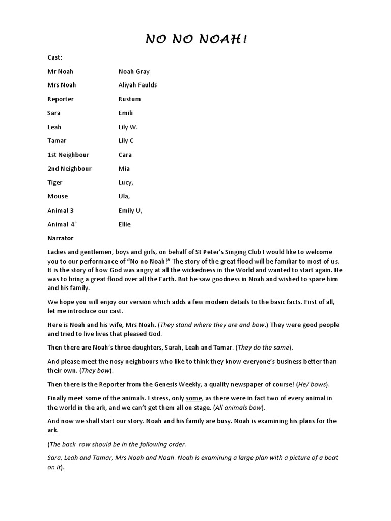 No No Noah! Skit Script | PDF | Noah | Noah's Ark