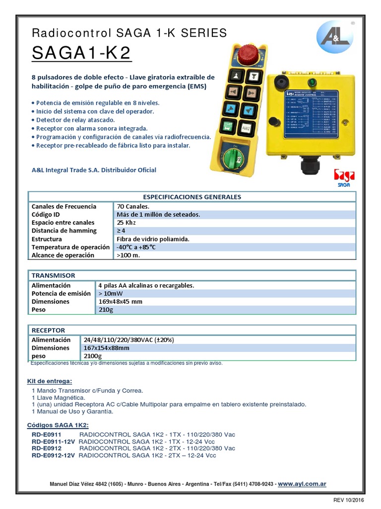 SAGA1-K2-Ficha Tecnica | PDF