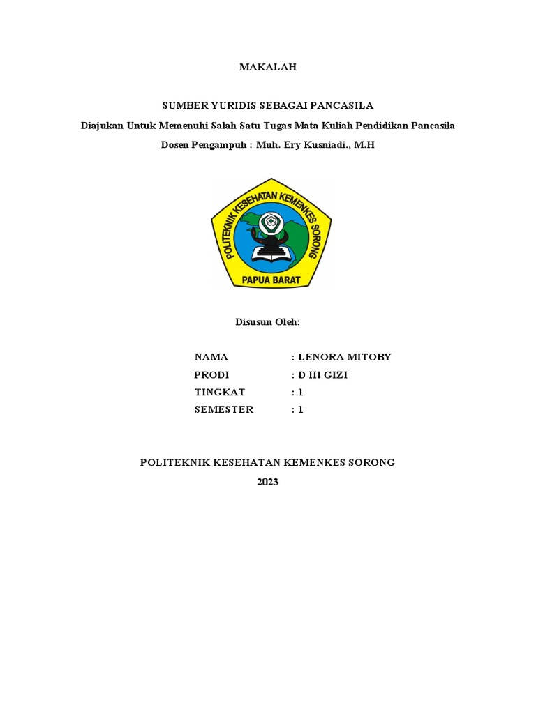 Pancasila sebagai Sumber Yuridis di Indonesia | PDF Pancasila sebagai Sumber Yuridis di Indonesia | PDF