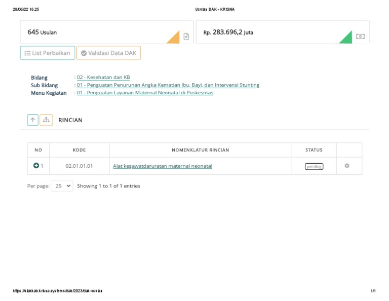 Usulan DAK - KRISNA 2 | PDF