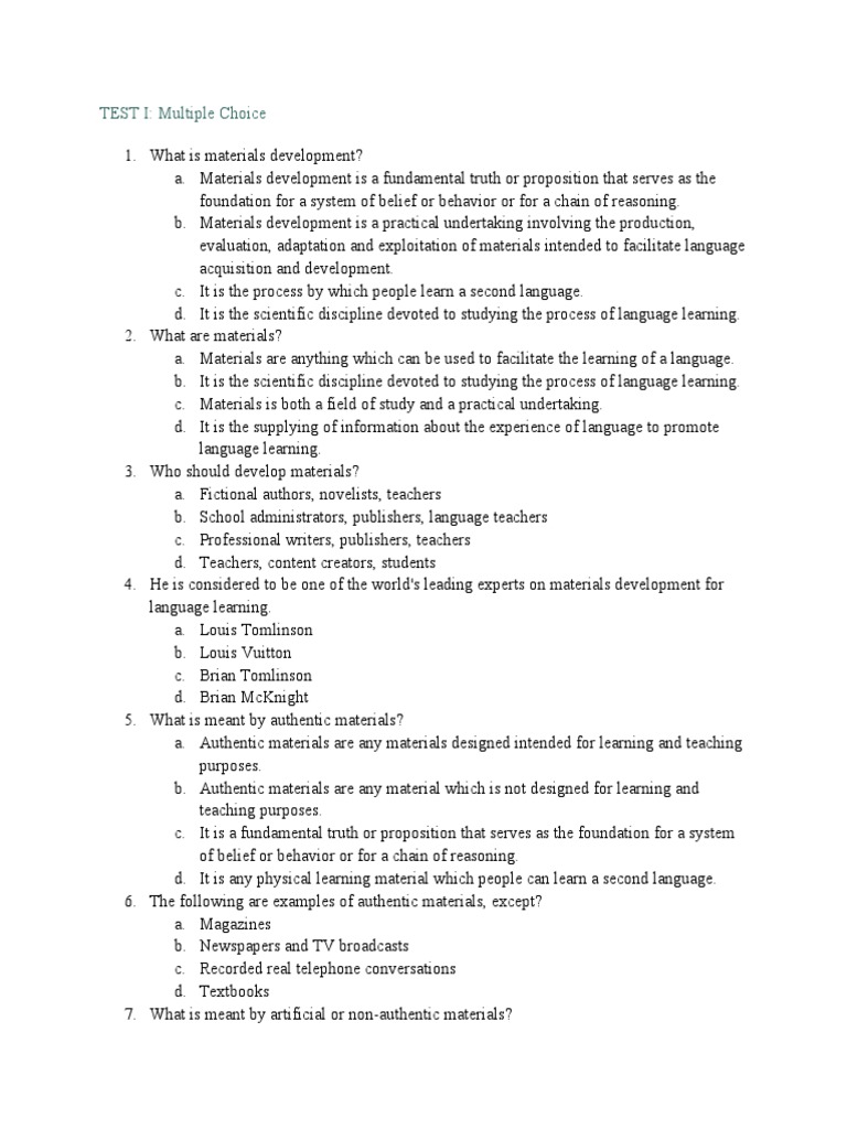 Test Questions LLMD 50 Items | PDF | Second Language | Language Acquisition