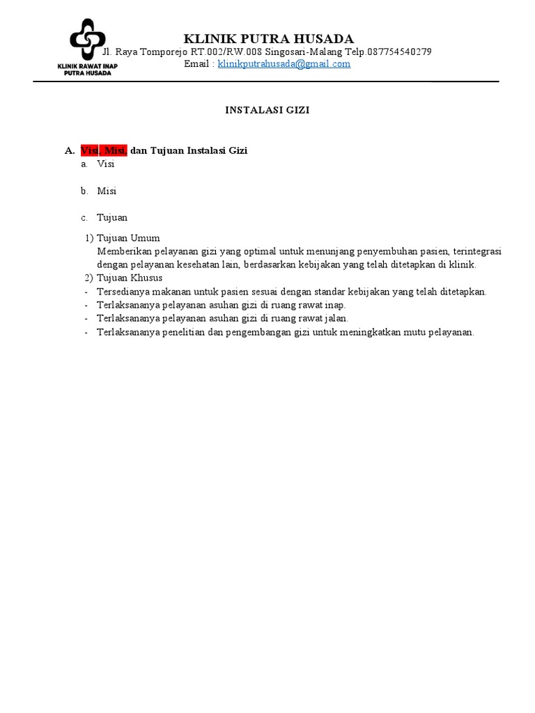 Instalasi Gizi | PDF