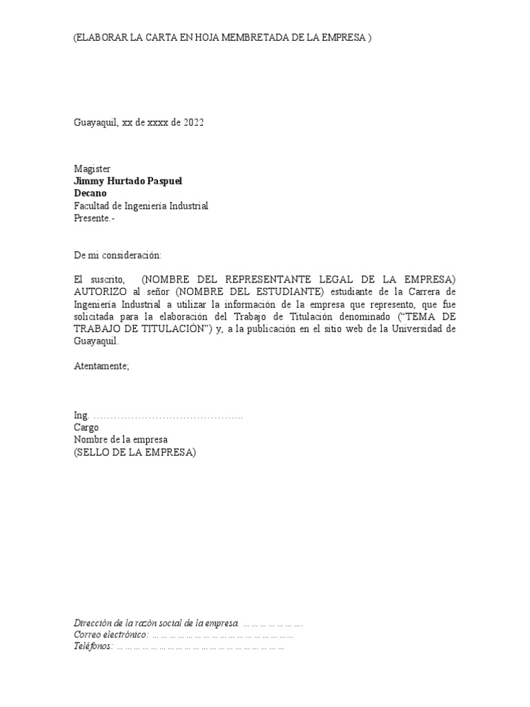 Modelo de Carta de Empresa | PDF