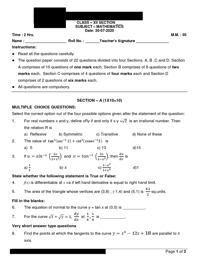 Mathematics Xii | PDF | Function (Mathematics) | Circle Mathematics Xii | PDF | Function (Mathematics) | Circle