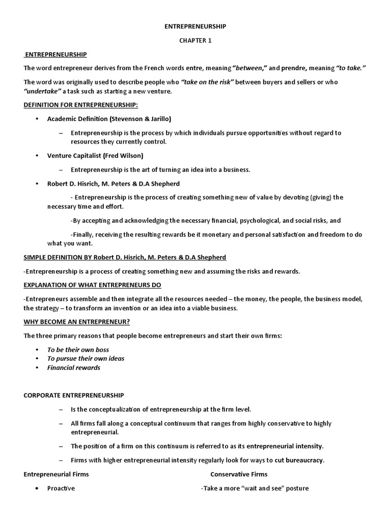 Entrep Chapters 1 4 | PDF | Entrepreneurship | Business Model