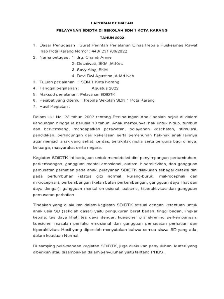 Laporan Kegiatan Sdidtk 2022 | PDF