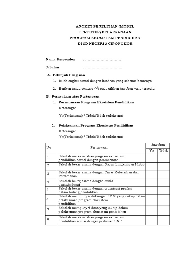 Angket Penelitian | PDF