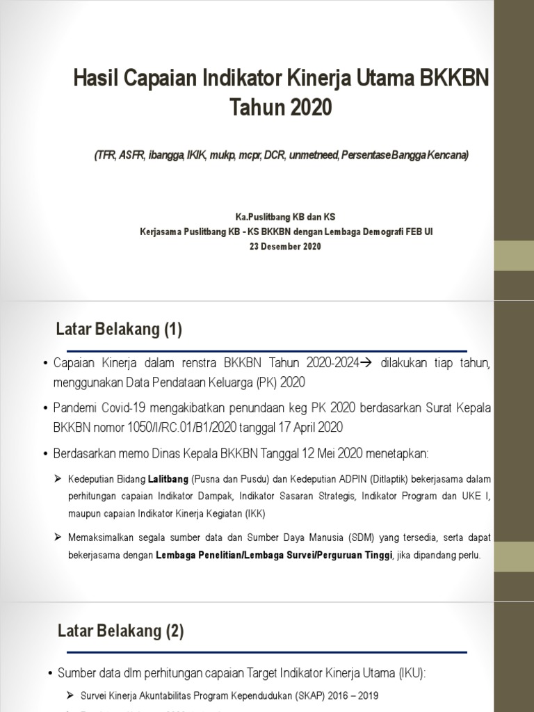 Paparan Materi IKU BKKBN Final 23 Des 2020 - Updated 16.43 WIB | PDF