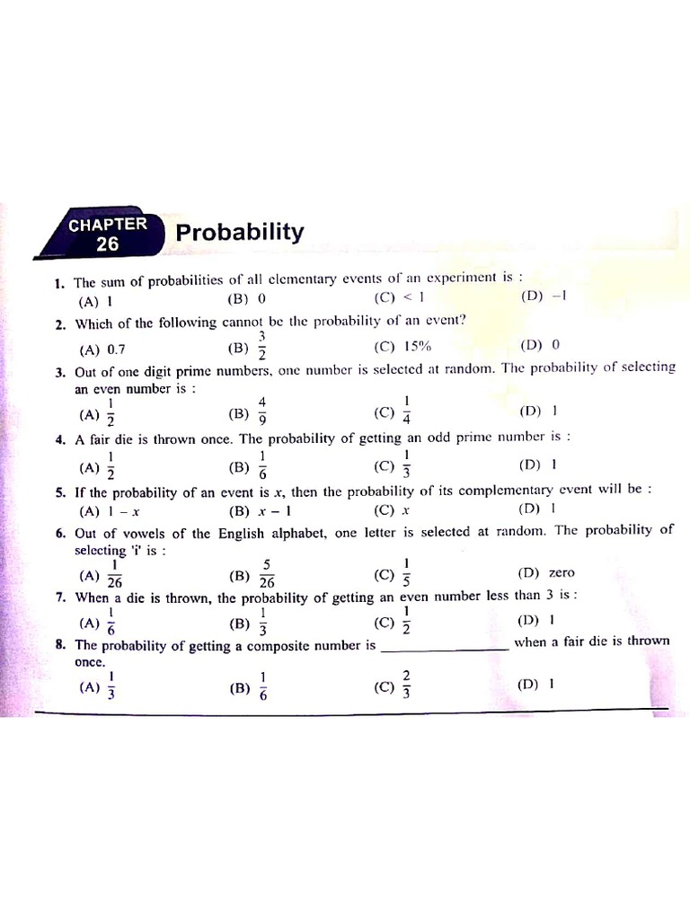 Probability MCQs | PDF