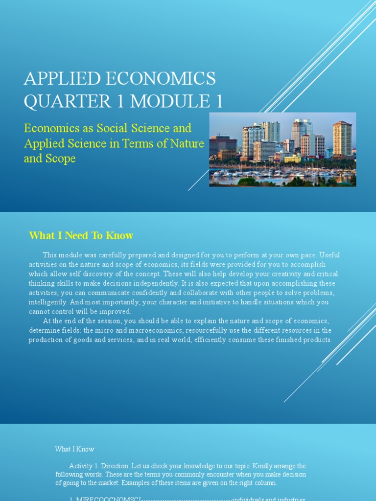Applied Economics Module 1 Overview | PDF | Economics | Macroeconomics