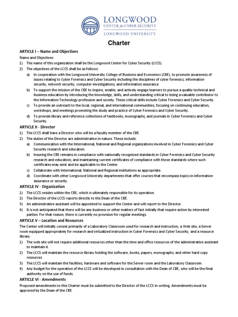 Charter and Mission Statement | PDF | Computer Forensics | Cyberwarfare