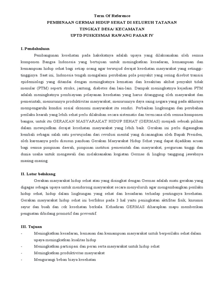 Tor Pembinaan Germas Deal | PDF