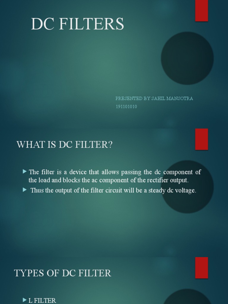 DC Filters | PDF | Rectifier | Electronic Filter
