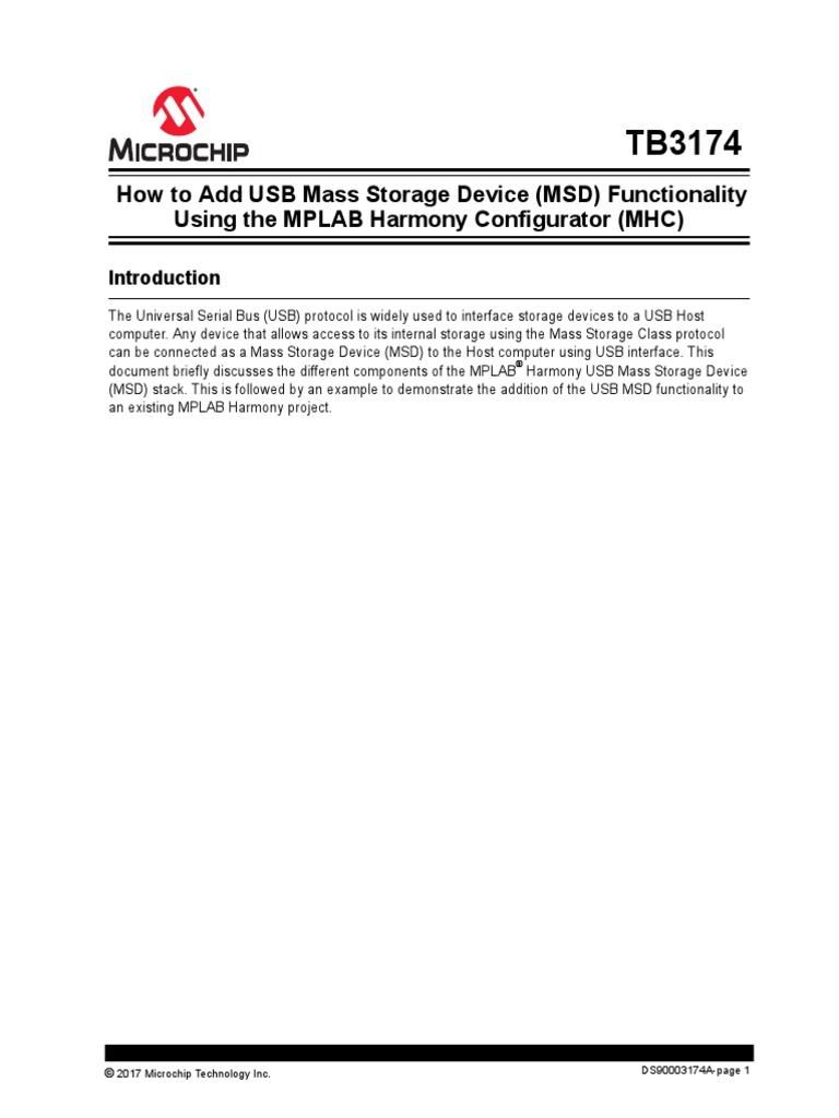 How To Add USB Mass Storage Device (MSD) Functionality Using The MPLAB ...
