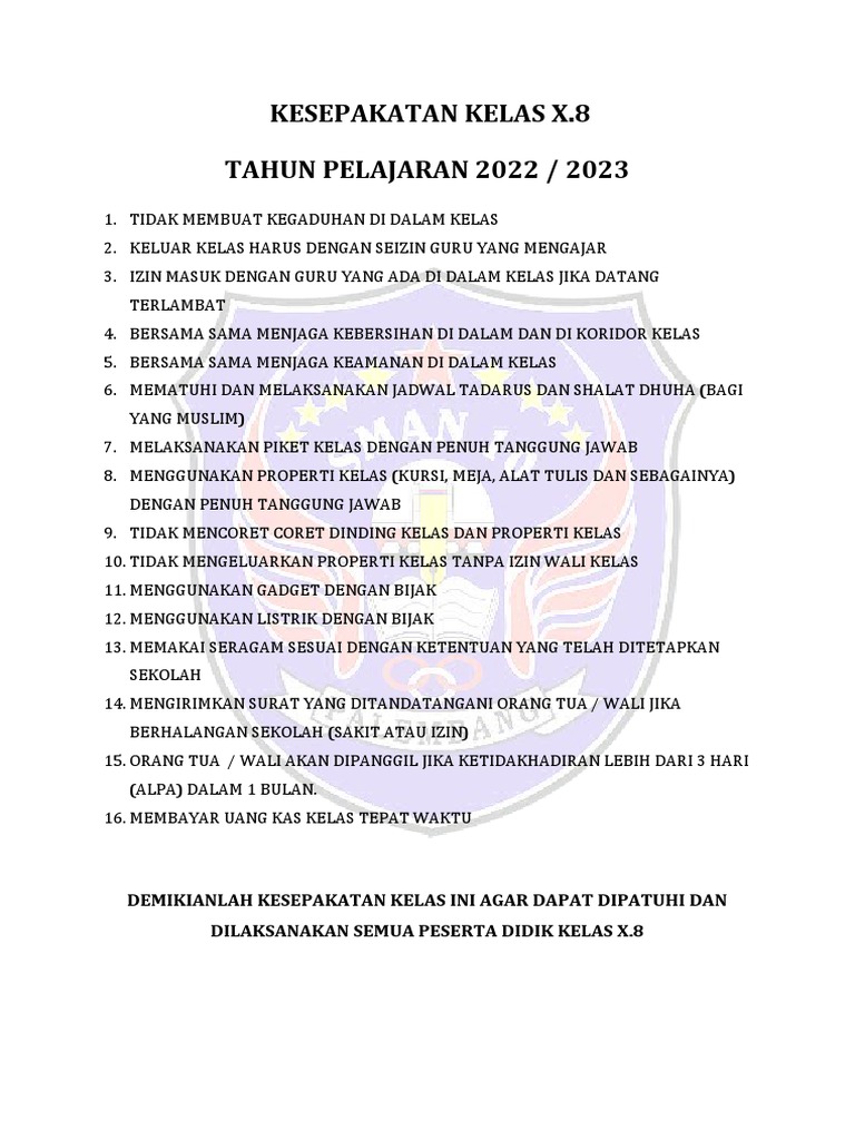 Kesepakatan Kelas | PDF