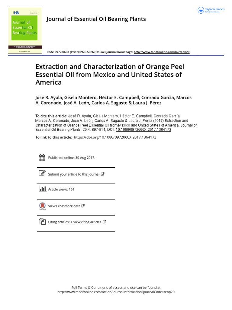 José R. Ayala, Extraction and Characterization of Orange Peel | PDF ...