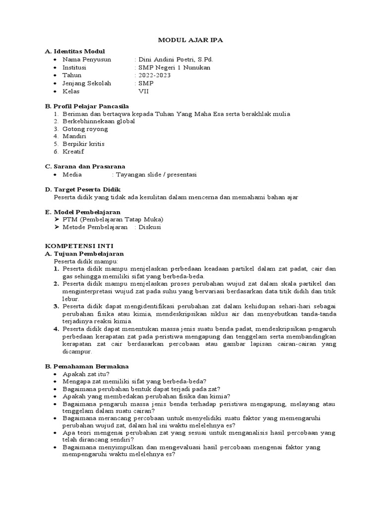 Modul Ajar Ipa (Bab 2) | PDF