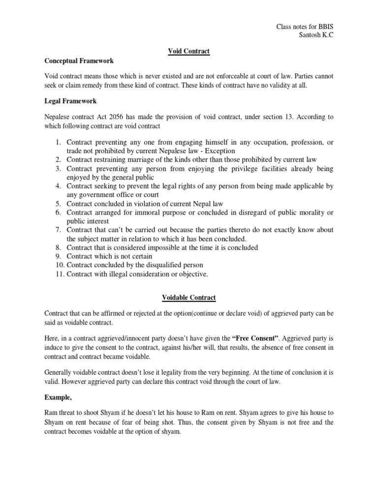 Unit 2 Void and Voidable Contract | PDF | Misrepresentation | Void (Law)