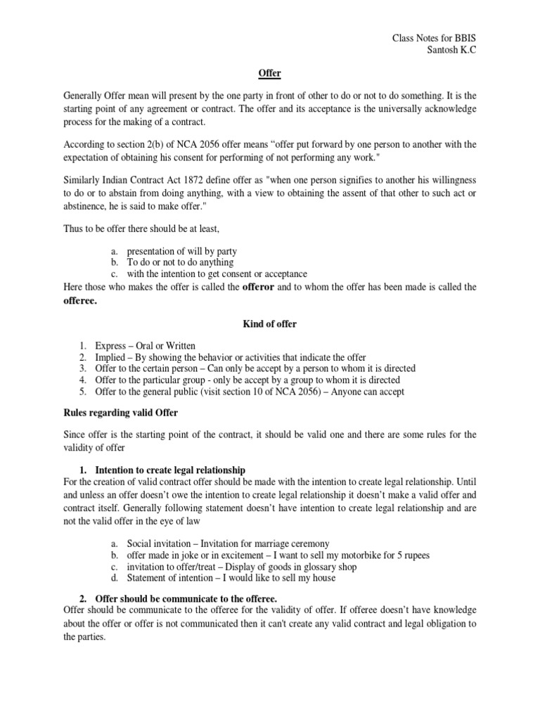 Unit 2 Offer and Acceptance | PDF | Offer And Acceptance | Justice