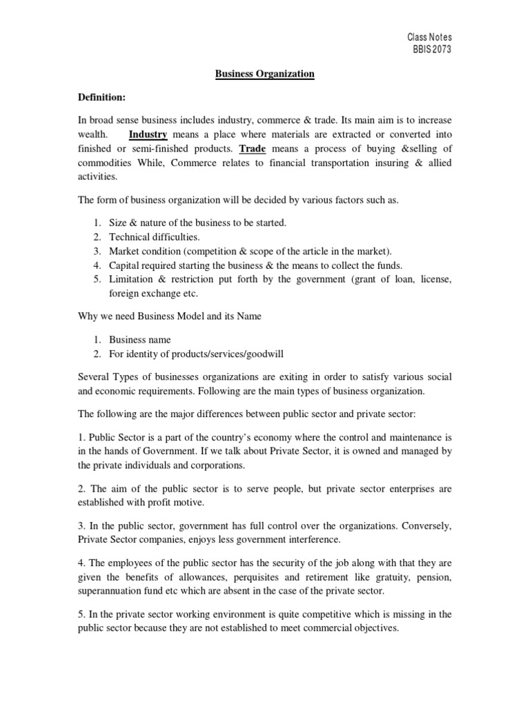 Unit 3 Introduction To The Business Organization | PDF | Cooperative ...