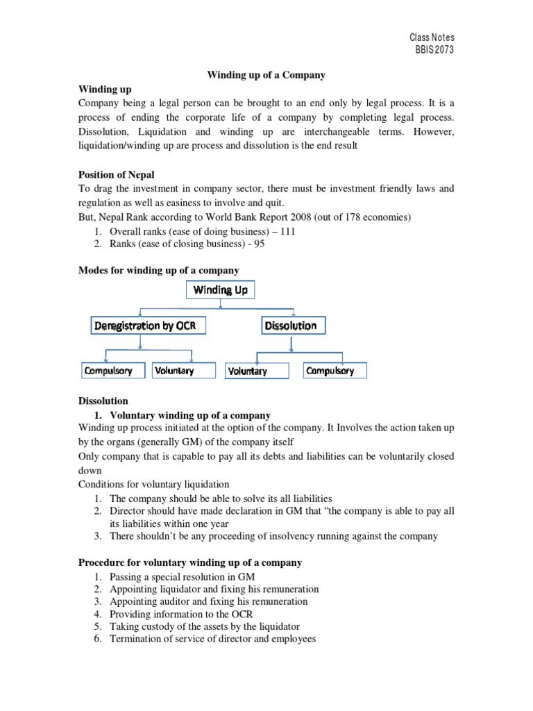 Company Winding Up: Key Processes | PDF | Liquidation | Financial Economics
