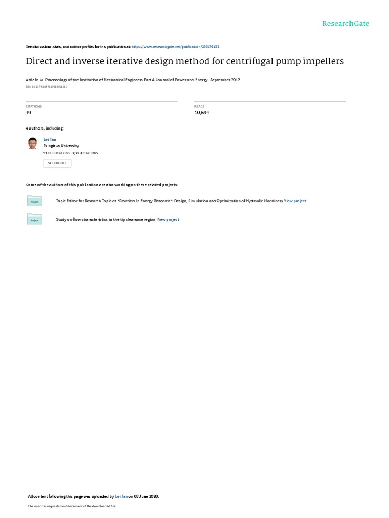 Direct and Inverse Iterative Design Method For Centrifugal Pump ...