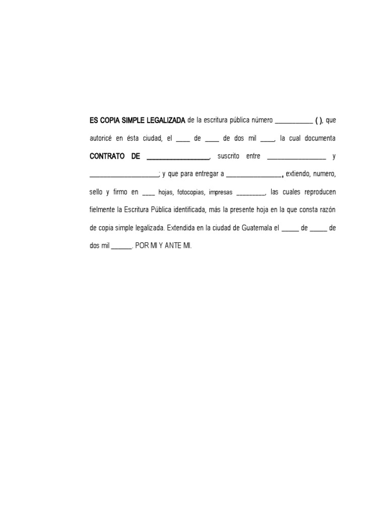 Copia Simple Legalizadas de Escritura | PDF