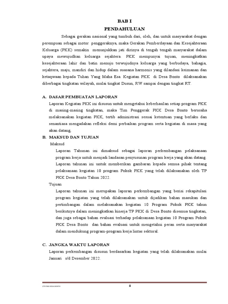 Laporan Tahunan PKK Desa Bonto | PDF