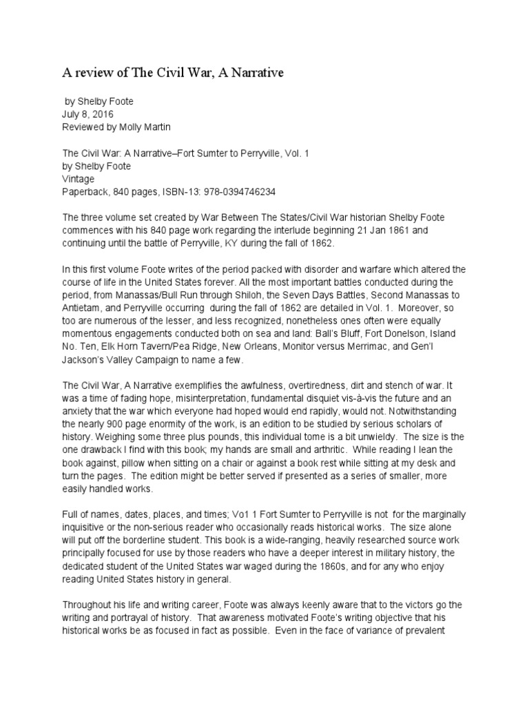 A review of The Civil War, A Narrative | PDF | Internal Wars Of The ...