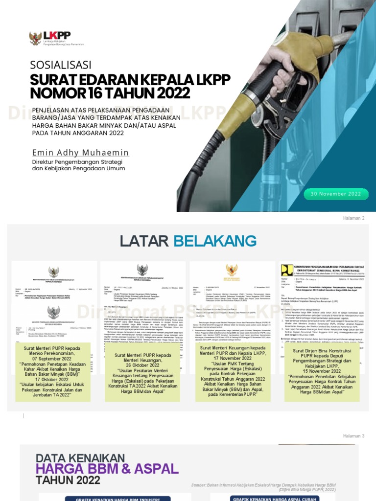 (Watermark - Share) Paparan Pembuka - SE Kepala LKPP 16 Tahun 2022 | PDF