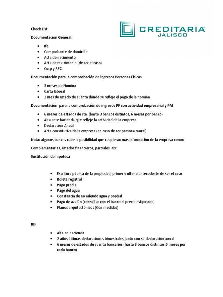 Check List para Ingreso de Personal | PDF