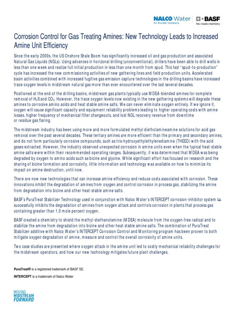 Corrosion Control Solution For Gas Treating Amines | PDF | Corrosion ...