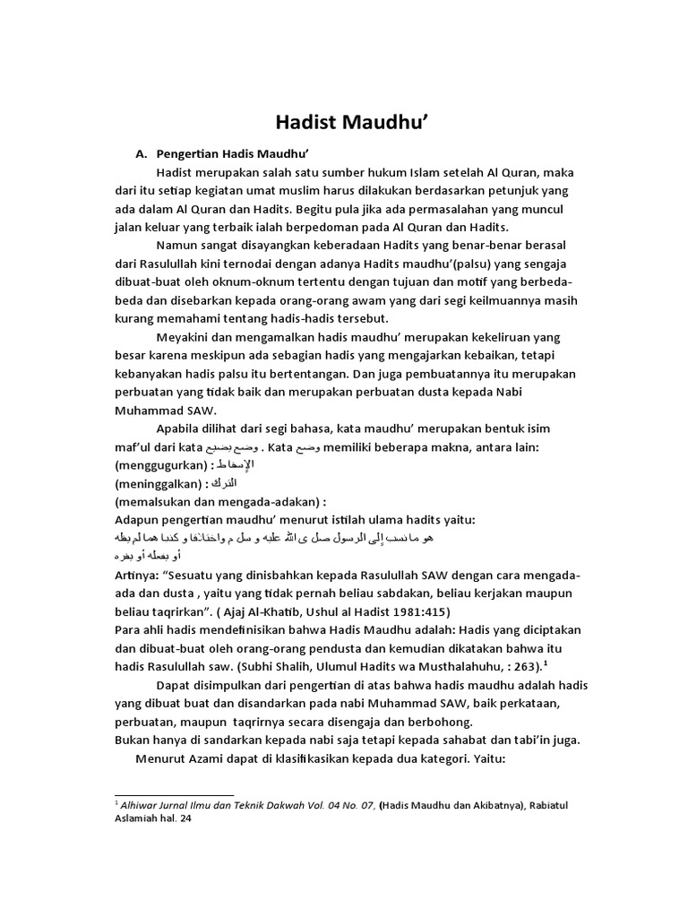 Hadist Maudhu' | PDF