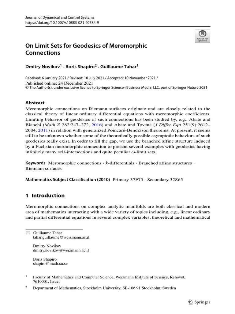 NST - Meromorphic Connections | PDF | Differential Geometry | Functions ...