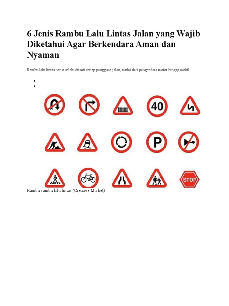 6 Jenis Rambu Lalu Lintas Jalan Yang Wajib Diketahui Agar Berkendara ...