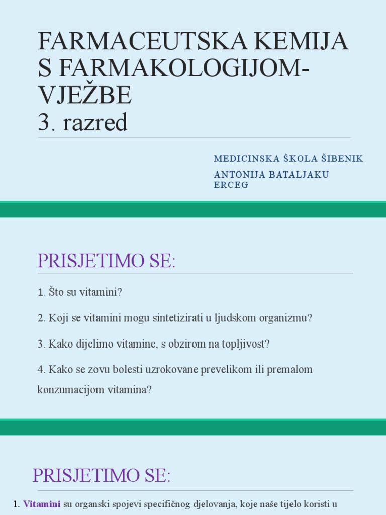 Farmaceutski Tehničar Farmaceutska Kemija S Farmakologijom ...