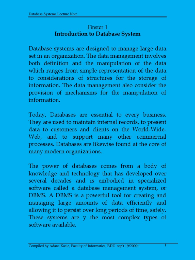 DB Lecture Note All in ONE | PDF | Databases | Relational Model